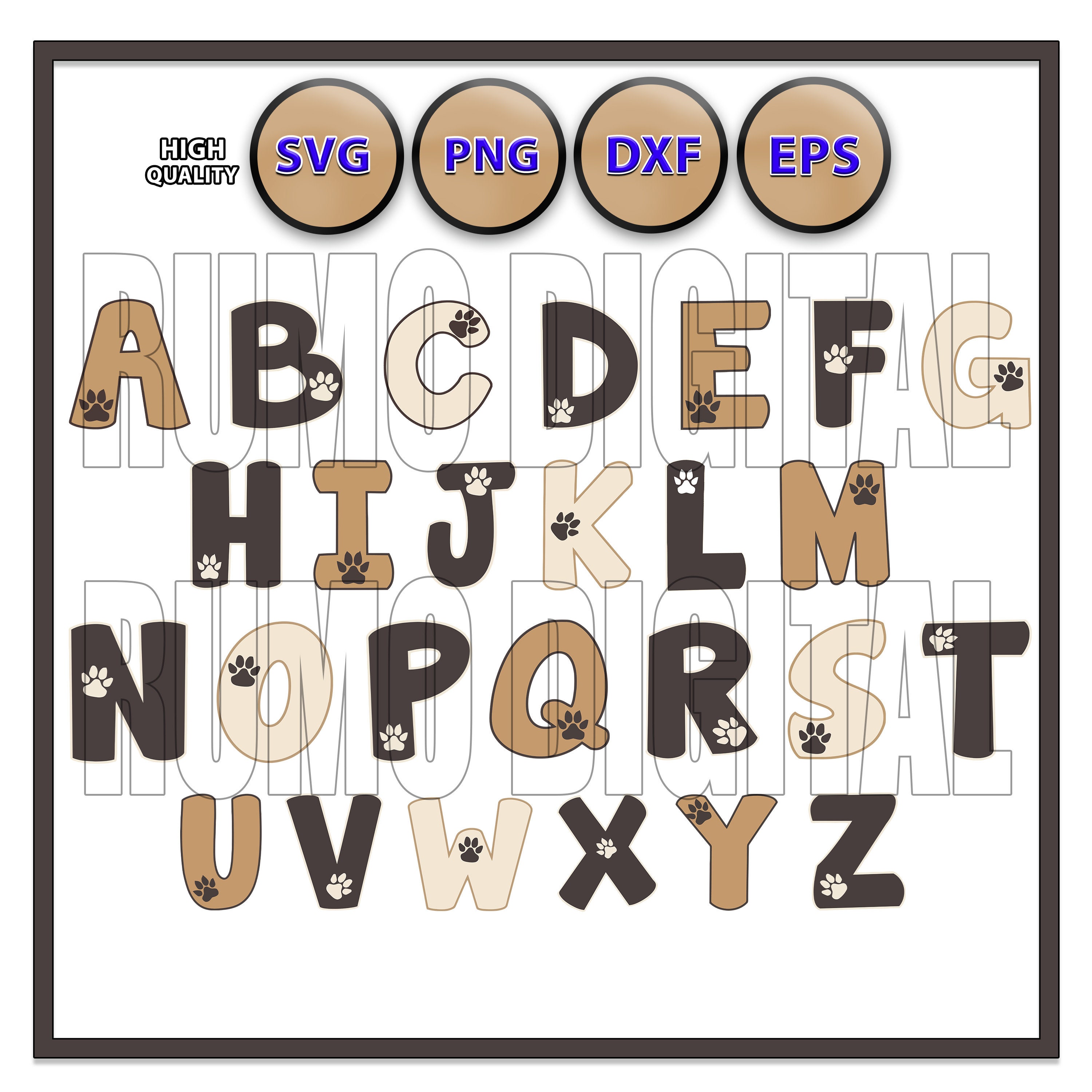 Dog Font, Dog Paw Print Font, Animal Fonts, Pet Fonts, Craft Fonts, Paw ...