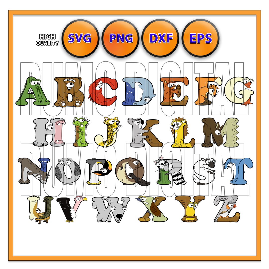 Cute Animal Alphabet Clipart Bundle Transparent PNG, Bundle Clipart ...