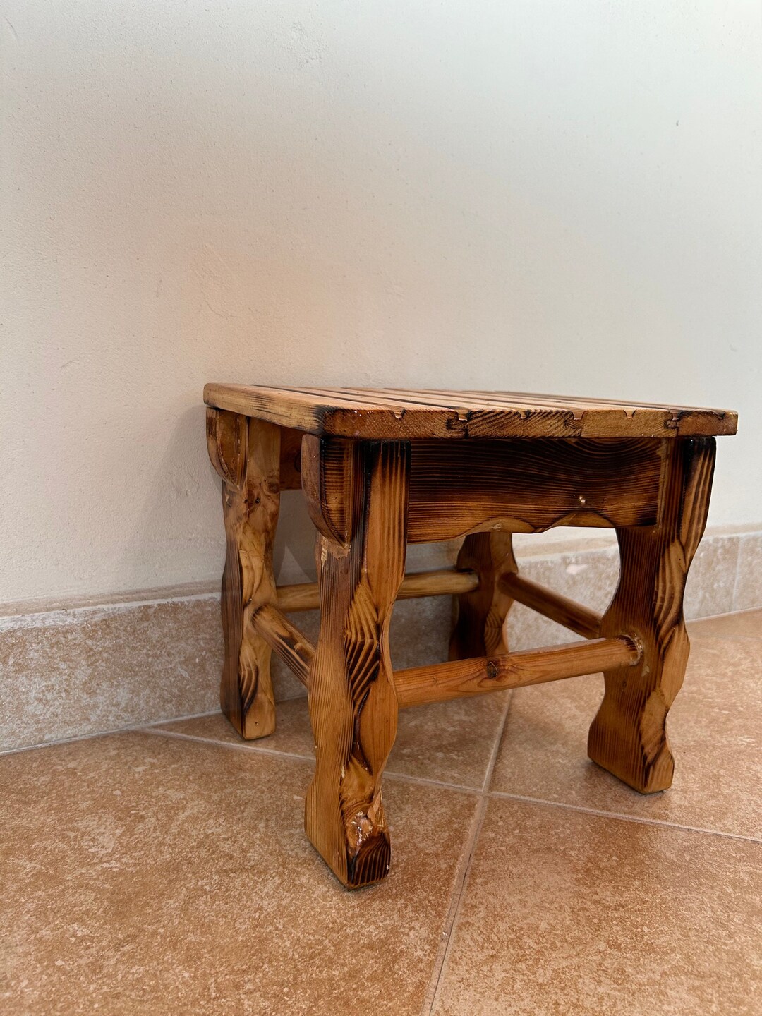 Handmade Wooden Stool, First Step Stool, Bathroom Stool,rustic Plant ...