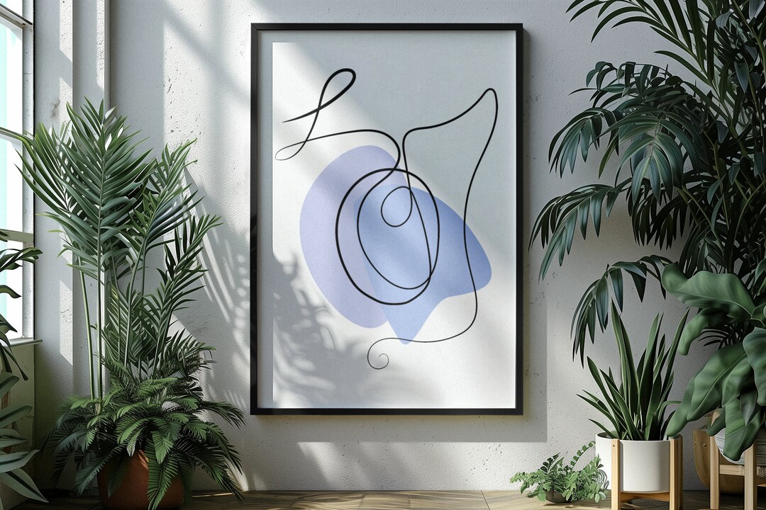 Plum Line Art Print, Minimalist Wall Decor, Modern Art Poster, Digital ...