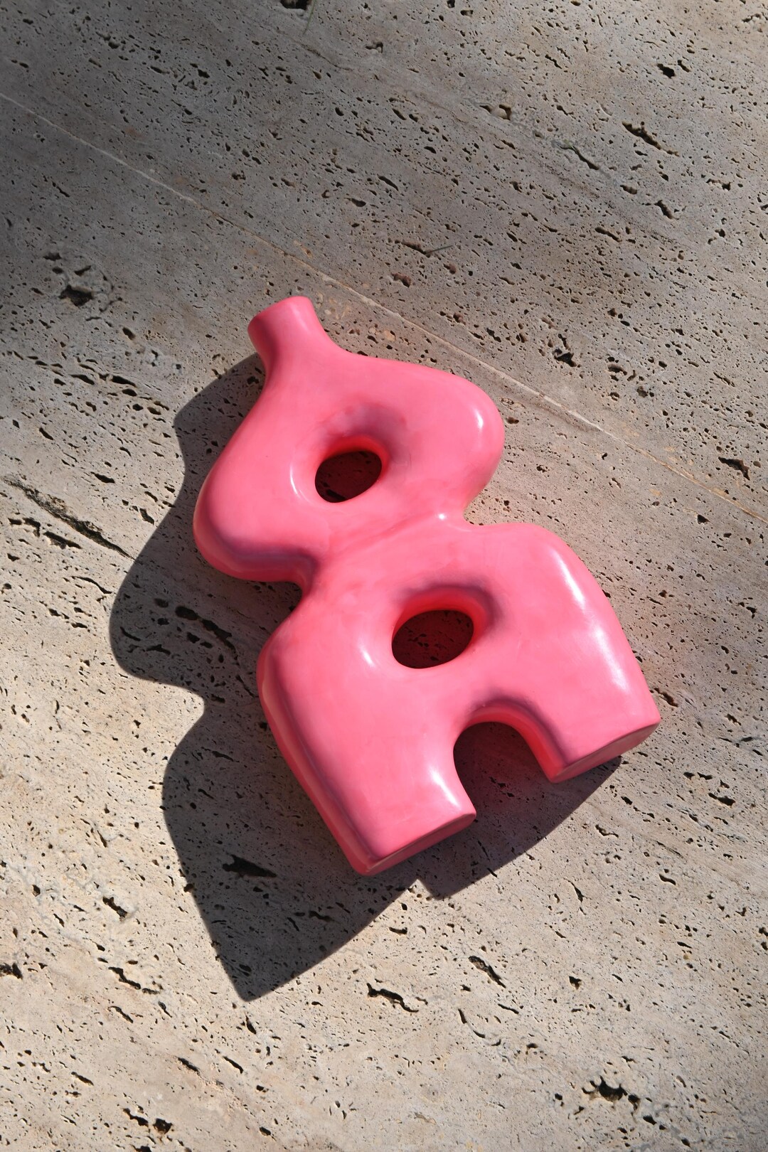 Handcrafted Sculptural Ceramic Vase Bold Pink Geometric Accent for ...