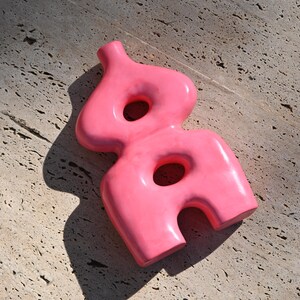 Handcrafted Sculptural Ceramic Vase Bold Pink Geometric Accent for ...