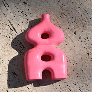 Handcrafted Sculptural Ceramic Vase Bold Pink Geometric Accent for ...