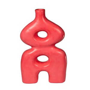 Handcrafted Sculptural Ceramic Vase Bold Pink Geometric Accent for ...