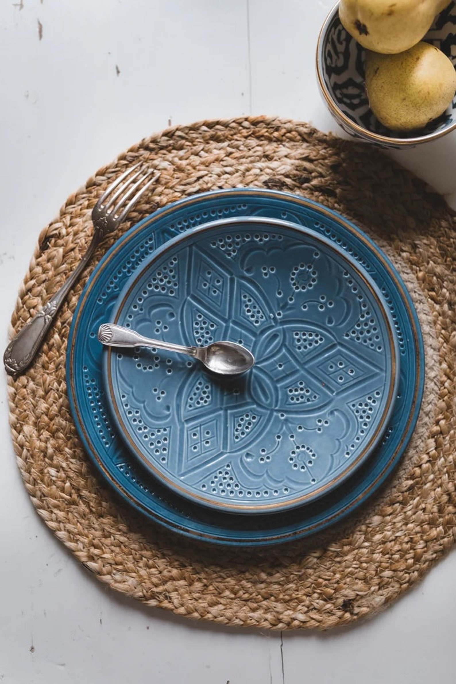Moroccan-inspired Hand-painted Ceramic Plates Luxurious Dinnerware With ...