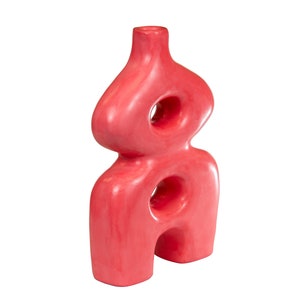 Handcrafted Sculptural Ceramic Vase Bold Pink Geometric Accent for ...