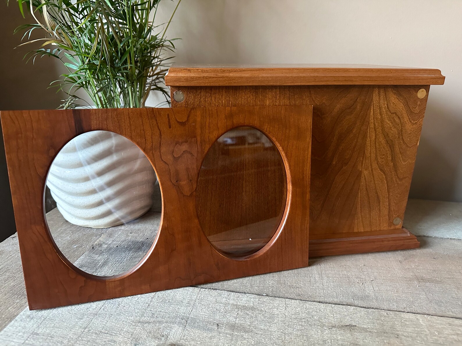 Companion Wooden Photo Cremation Urn – Cherry Oval Picture Frame Double ...