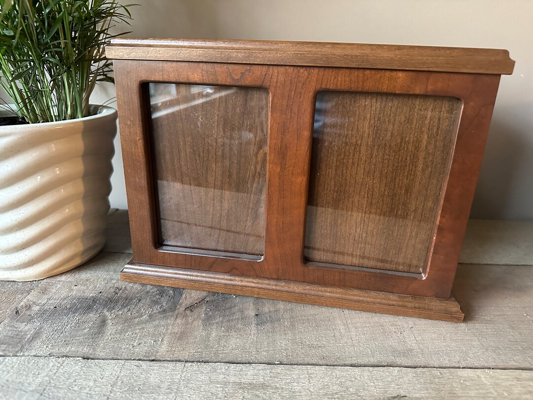 Companion Wooden Photo Cremation Urn Walnut Square Picture Frame Double ...