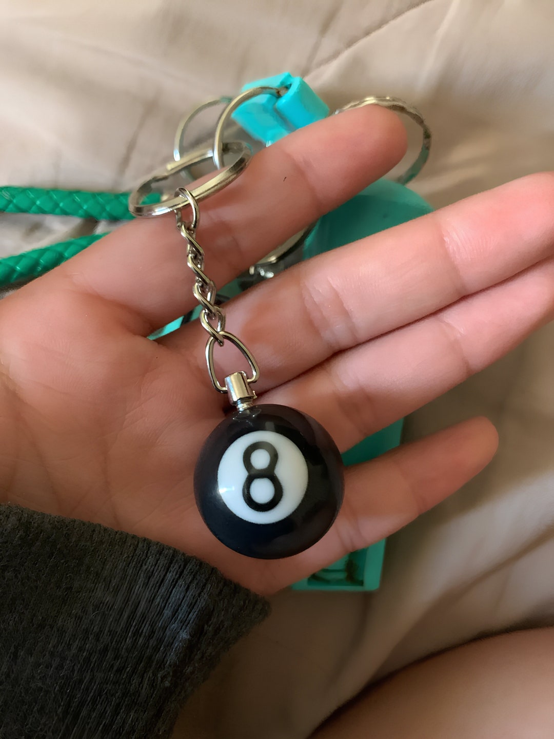 Black 8 Ball Keychain, Handcrafted 8 Pool Ball Keychain, Cute Black ...