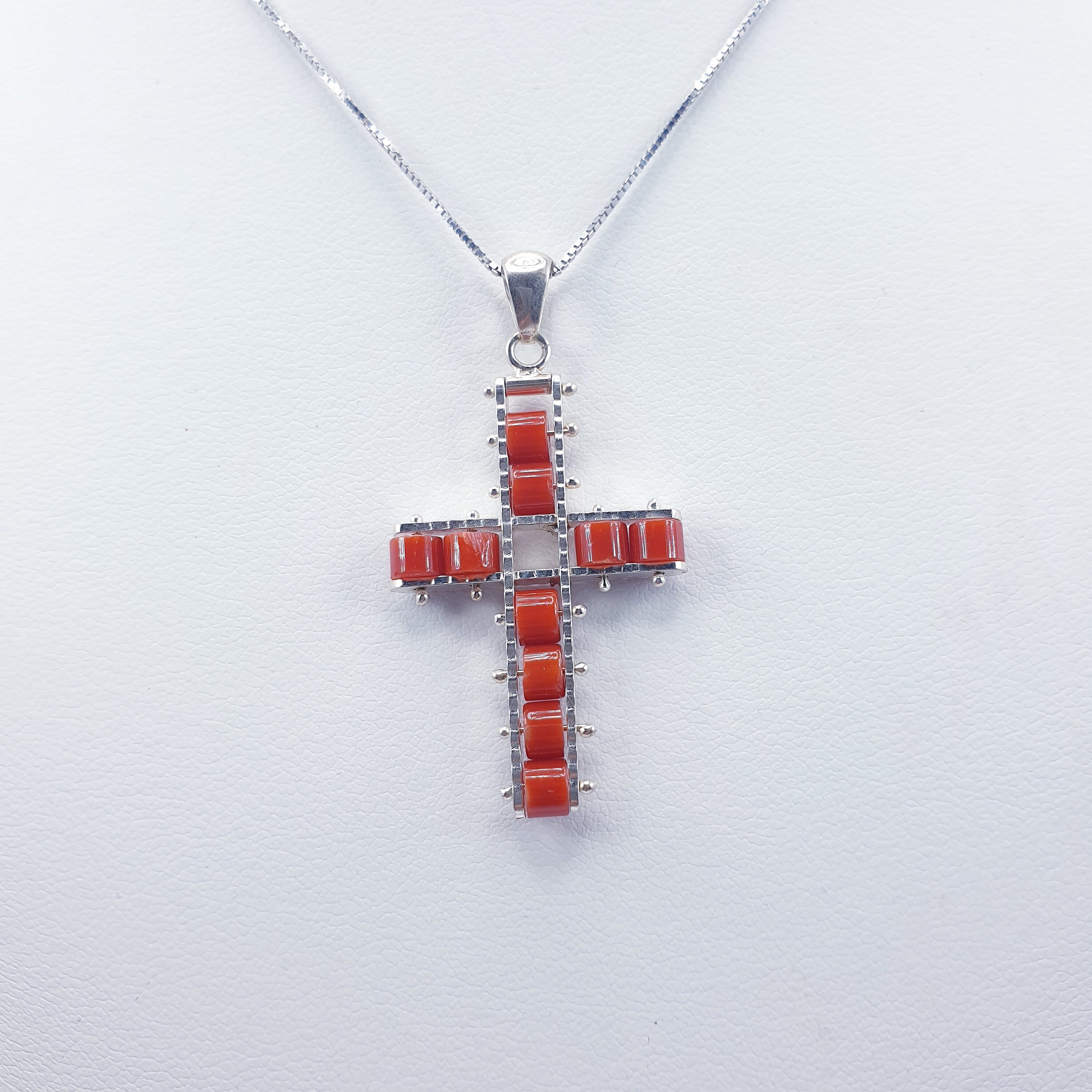 Red Coral Cross Necklace