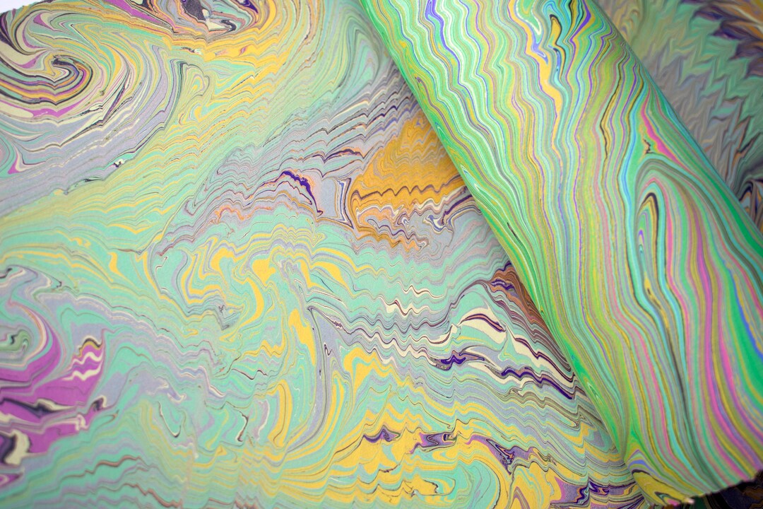 Handmade Green Marbled Paper, 230 Gsm Heavyweight Art Paper - Etsy