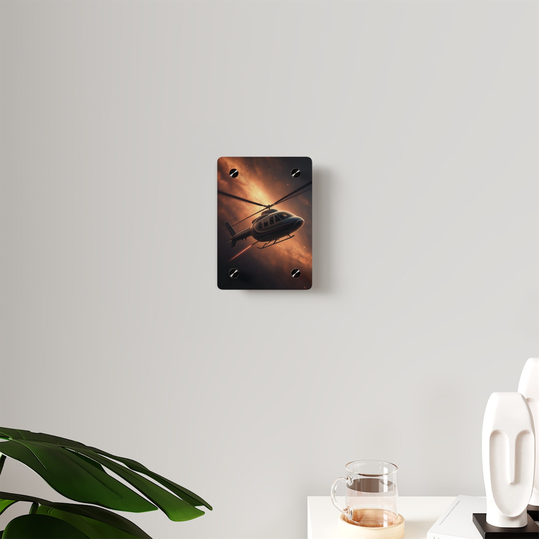 Helicopter Soaring Through Galaxy Fan Art Acrylic Offset Wall Art ...