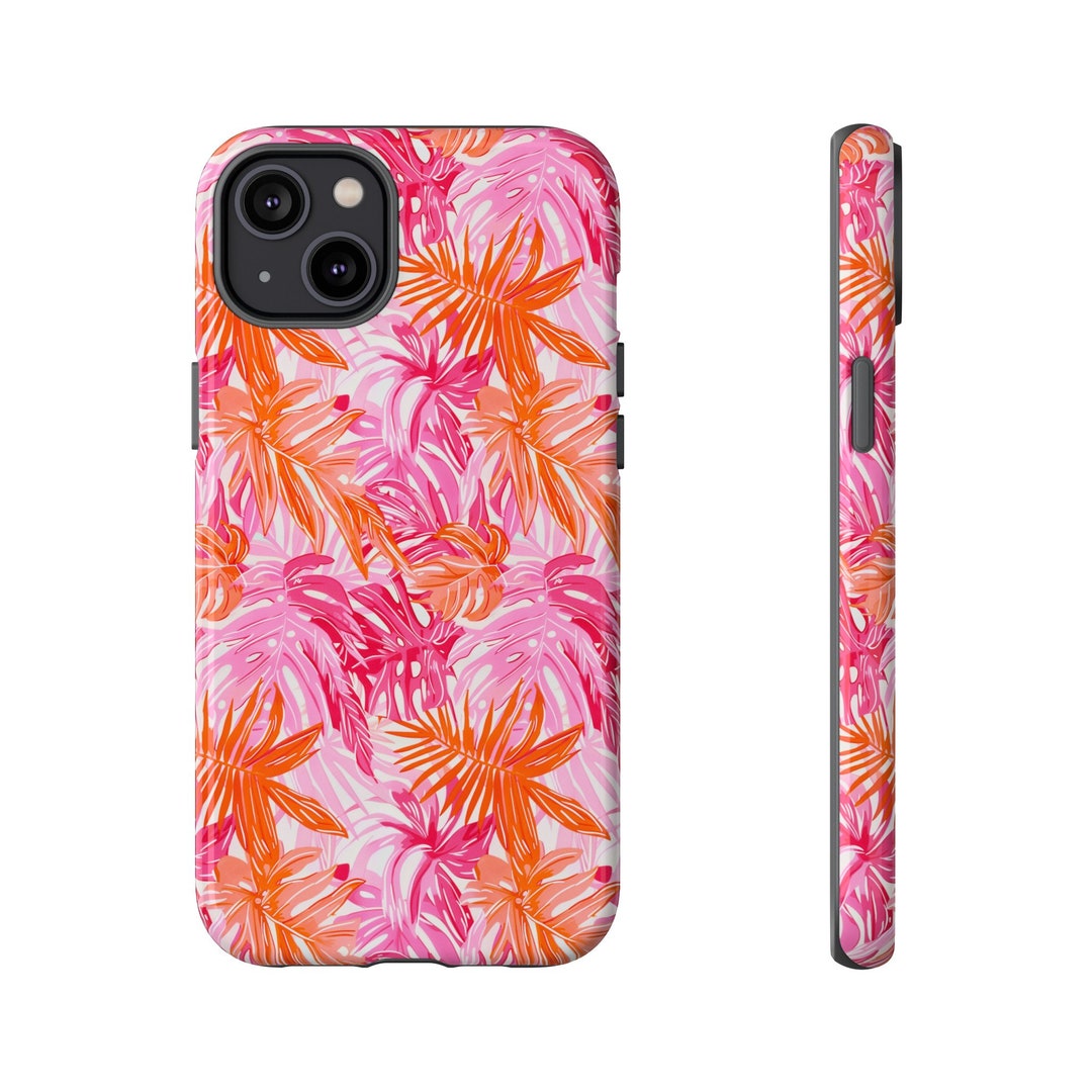 Pink Tropical Palm Leaf / Hawaiian Hibiscus Phone Case / iPhone 15 Pro ...