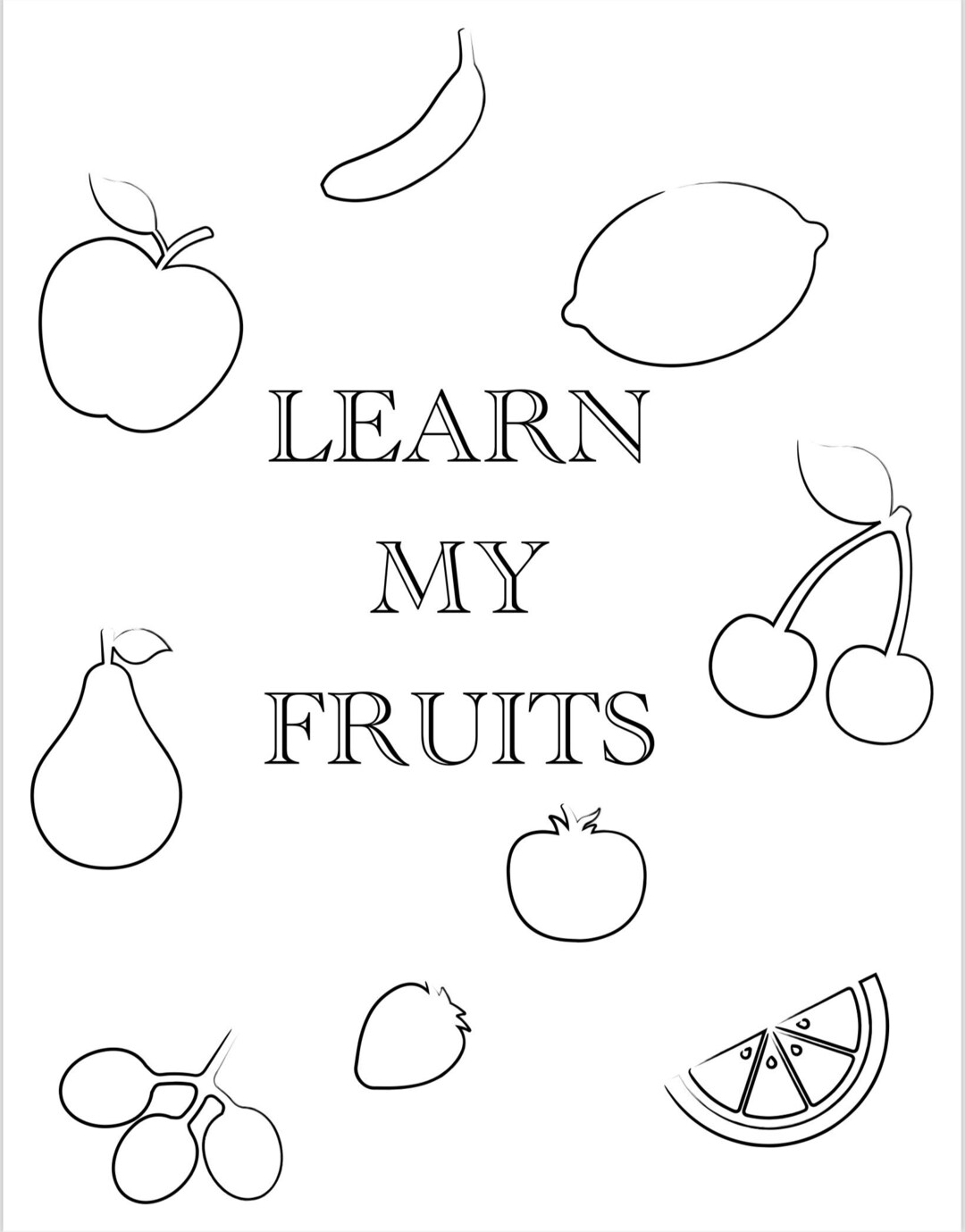 Learning My Fruits Coloring Page - Etsy