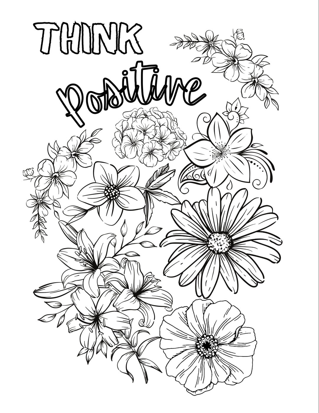 Positive Coloring Page - Etsy