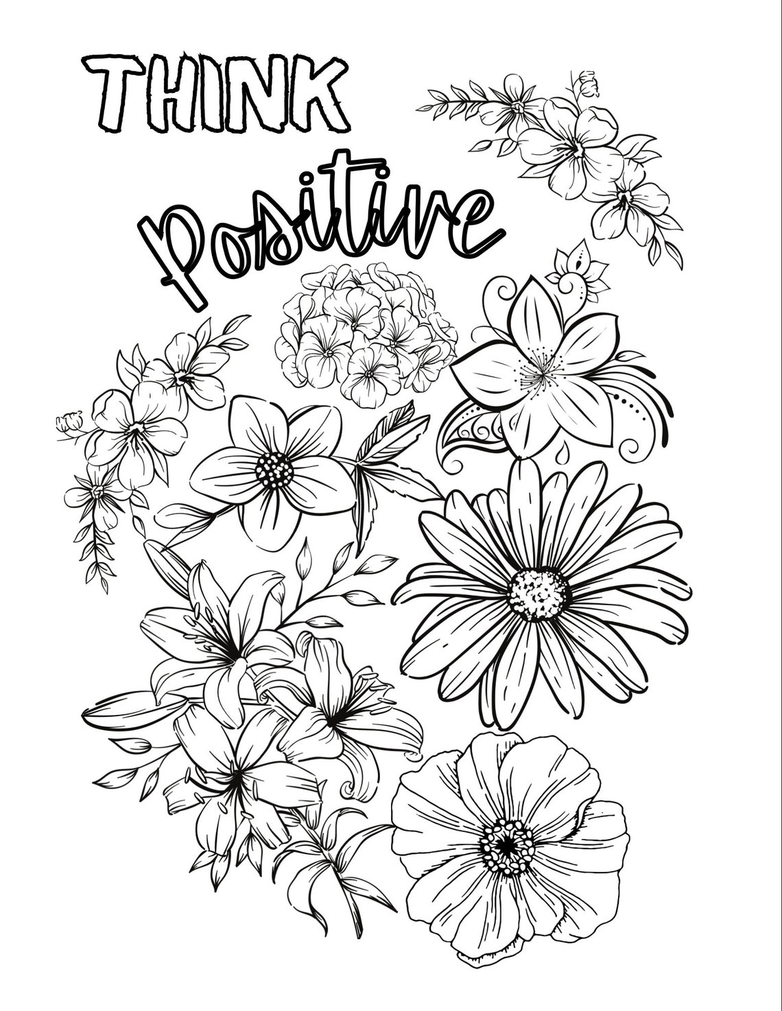 Positive Coloring Page - Etsy