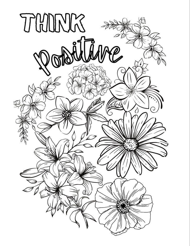 Positive Coloring Page - Etsy