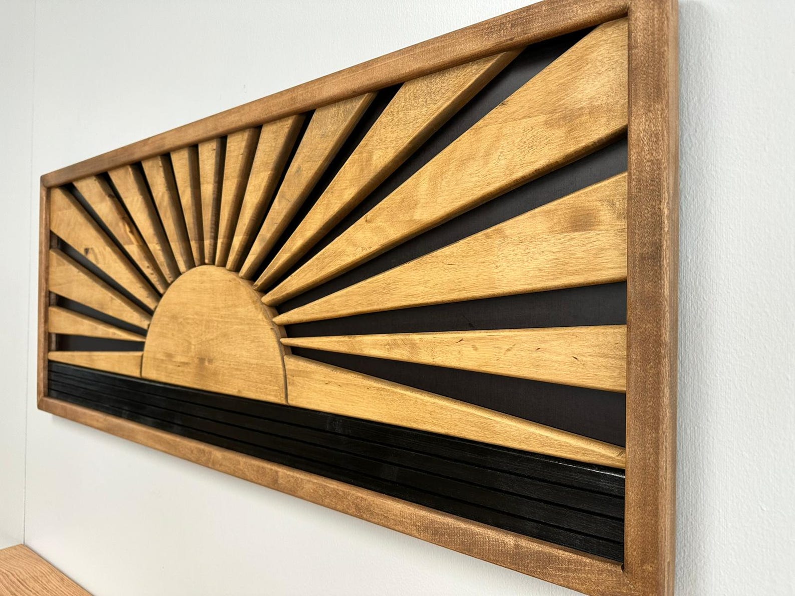 Boho Wood Wall Art,rustic Wood Sun Art,panoramic Wooden Sun,wooden ...
