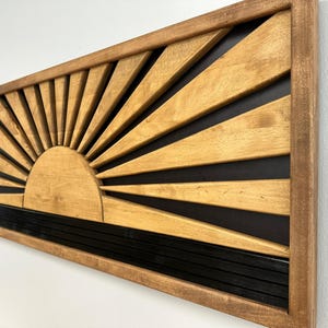 Boho Wood Wall Art,rustic Wood Sun Art,panoramic Wooden Sun,wooden ...