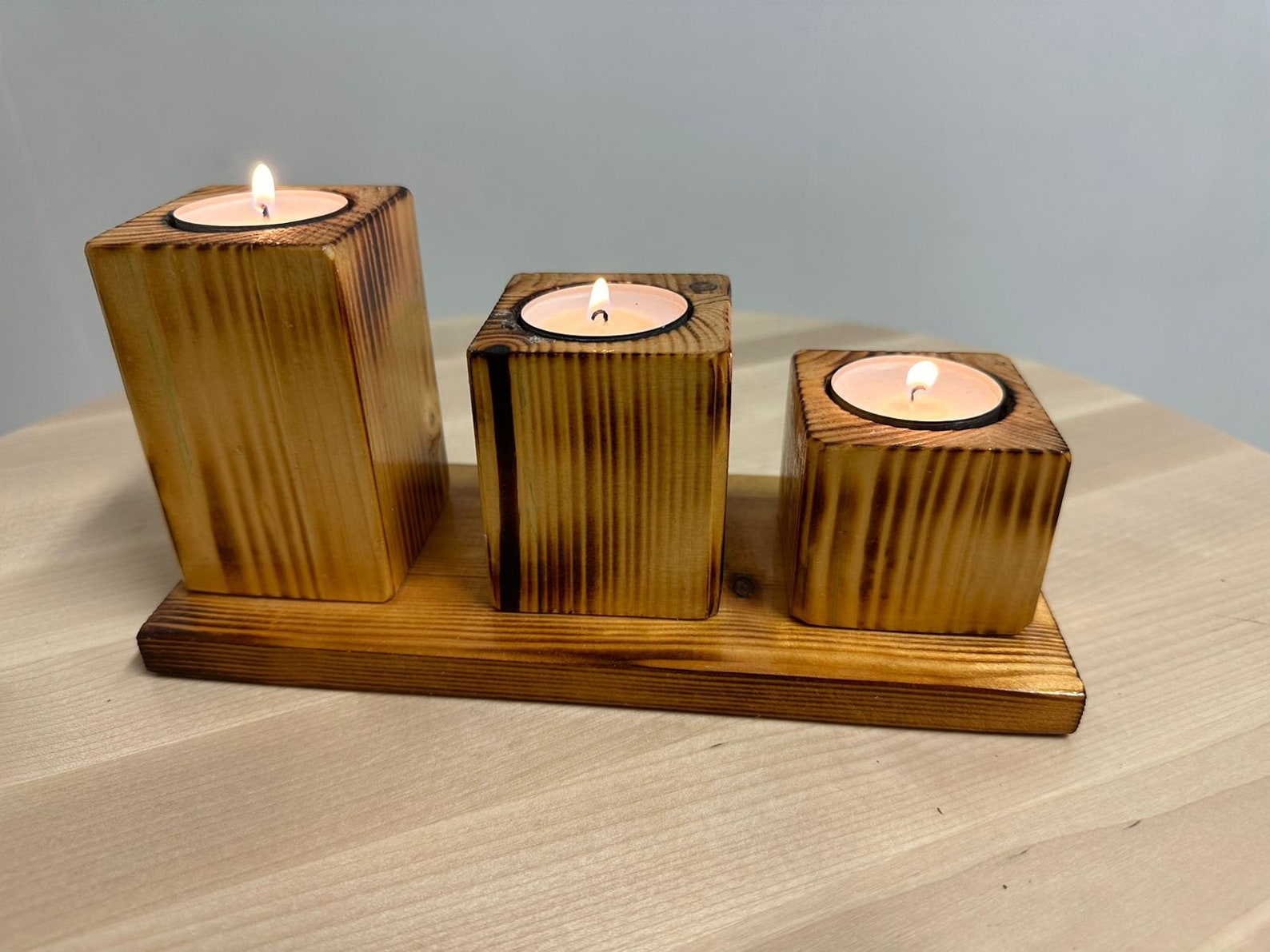 Wood Candle Holders,wooden Tealight Holders,home Decor,square Candle ...
