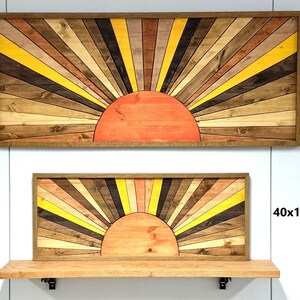 Rustic Panoramic Wooden Sun,wooden Long Sun,framed Wood Sun,bedroom ...