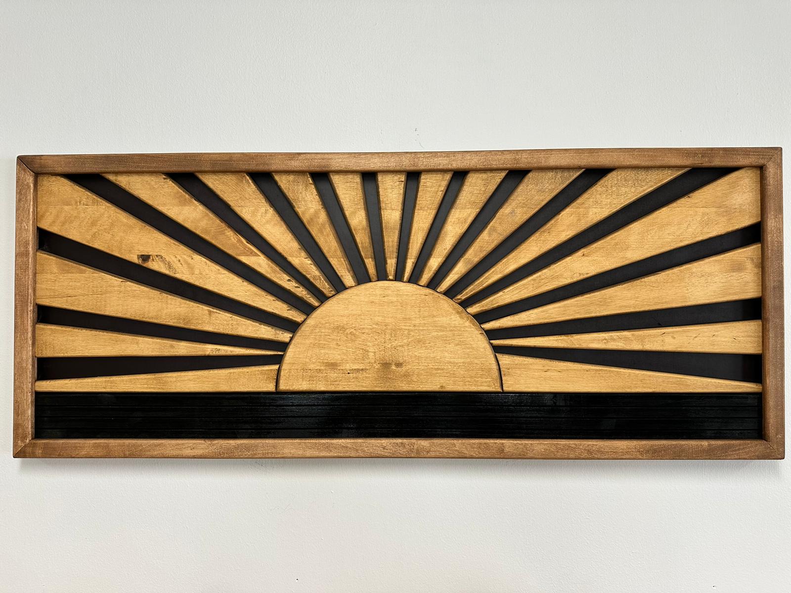 Boho Wood Wall Art,rustic Wood Sun Art,panoramic Wooden Sun,wooden ...