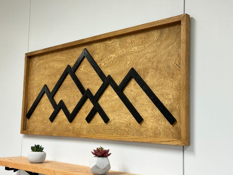 Geometric Mountains,rustic Mountain Art,3d Mountain Wood Art,wooden ...