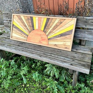 Rustic Panoramic Wooden Sun,wooden Long Sun,framed Wood Sun,bedroom ...