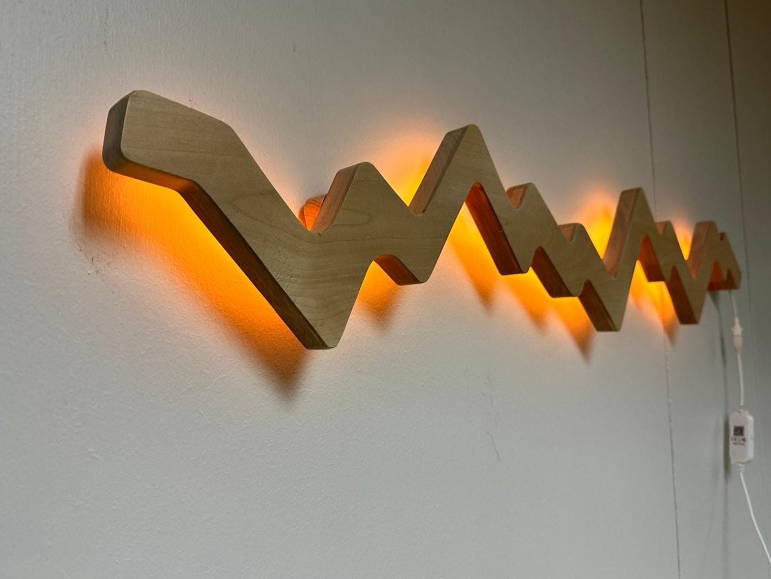 Led Light Mountain Wall Art,bedroom Decor,colorful Lights,modern Home ...