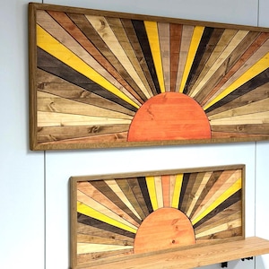 Rustic Panoramic Wooden Sun,wooden Long Sun,framed Wood Sun,bedroom ...