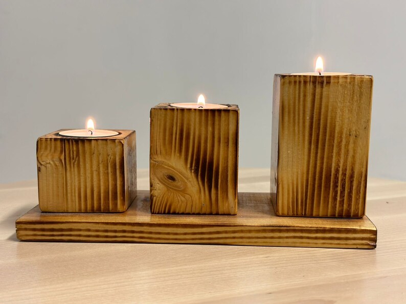 Wood Candle Holders,wooden Tealight Holders,home Decor,square Candle ...