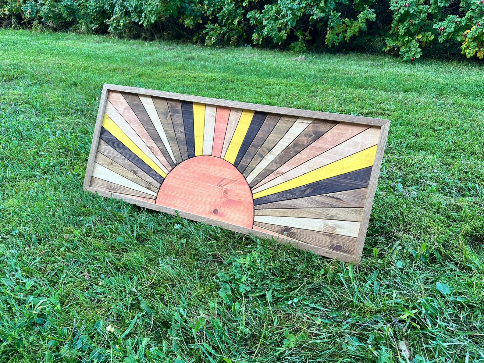 Wooden Large Sun,rustic Panoramic Wooden Sun,framed Wooden Sun,bedroom ...