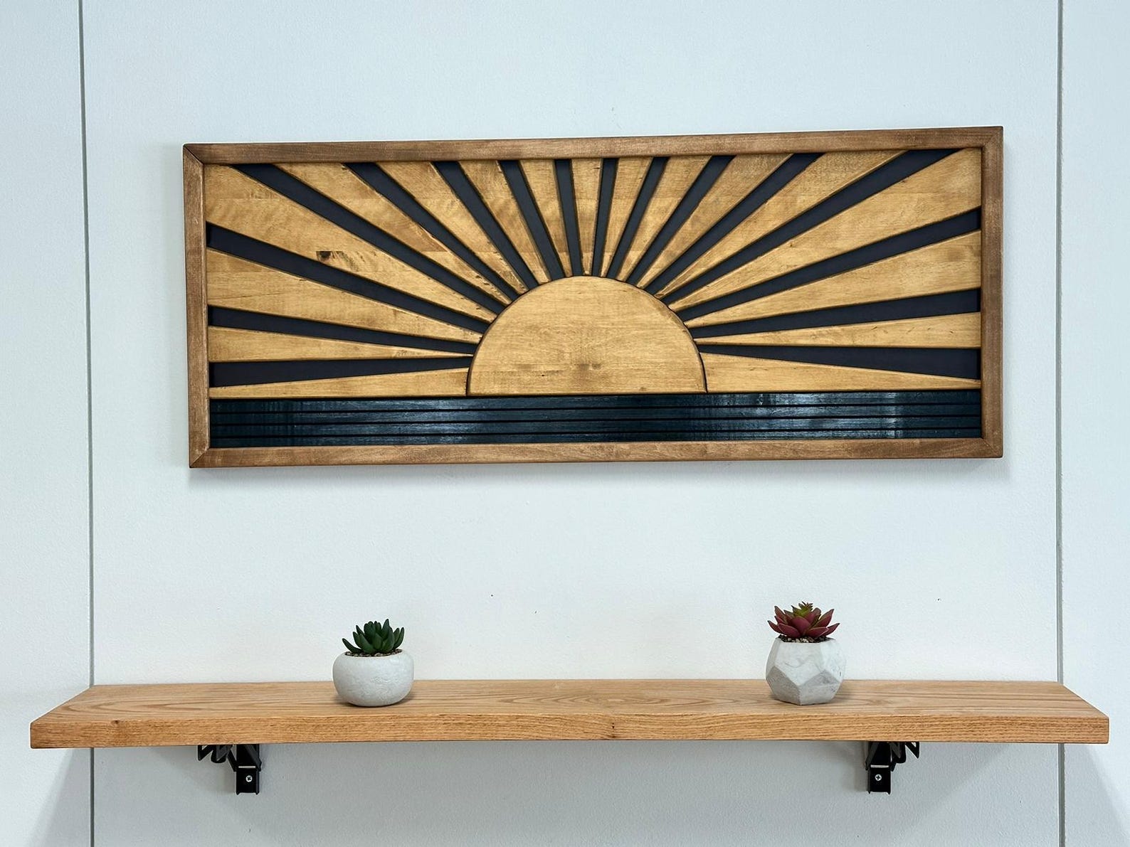 Boho Wood Wall Art,rustic Wood Sun Art,panoramic Wooden Sun,wooden ...