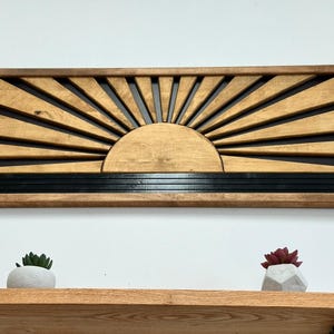 Boho Wood Wall Art,rustic Wood Sun Art,panoramic Wooden Sun,wooden ...