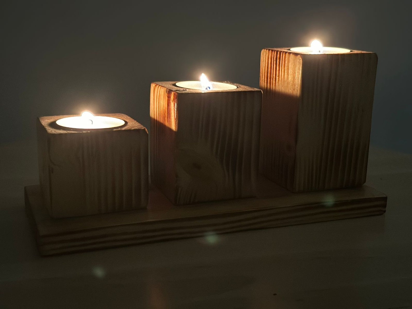 Wood Candle Holders,wooden Tealight Holders,home Decor,square Candle ...