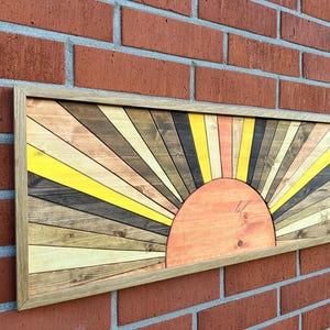 Rustic Panoramic Wooden Sun,wooden Long Sun,framed Wood Sun,bedroom ...