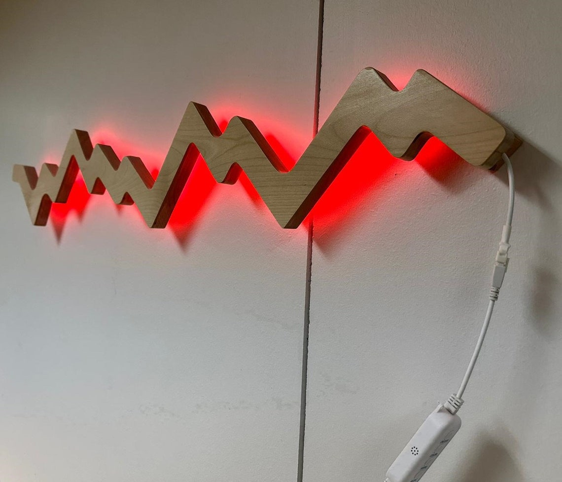 Led Light Mountain Wall Art,bedroom Decor,colorful Lights,modern Home ...