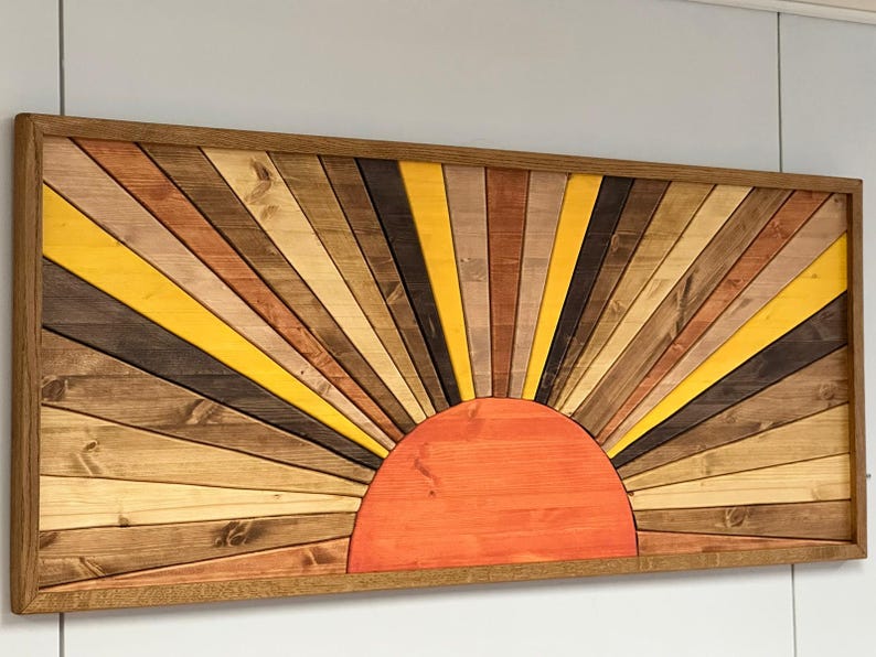 Wooden Large Sun,rustic Panoramic Wooden Sun,framed Wooden Sun,bedroom ...