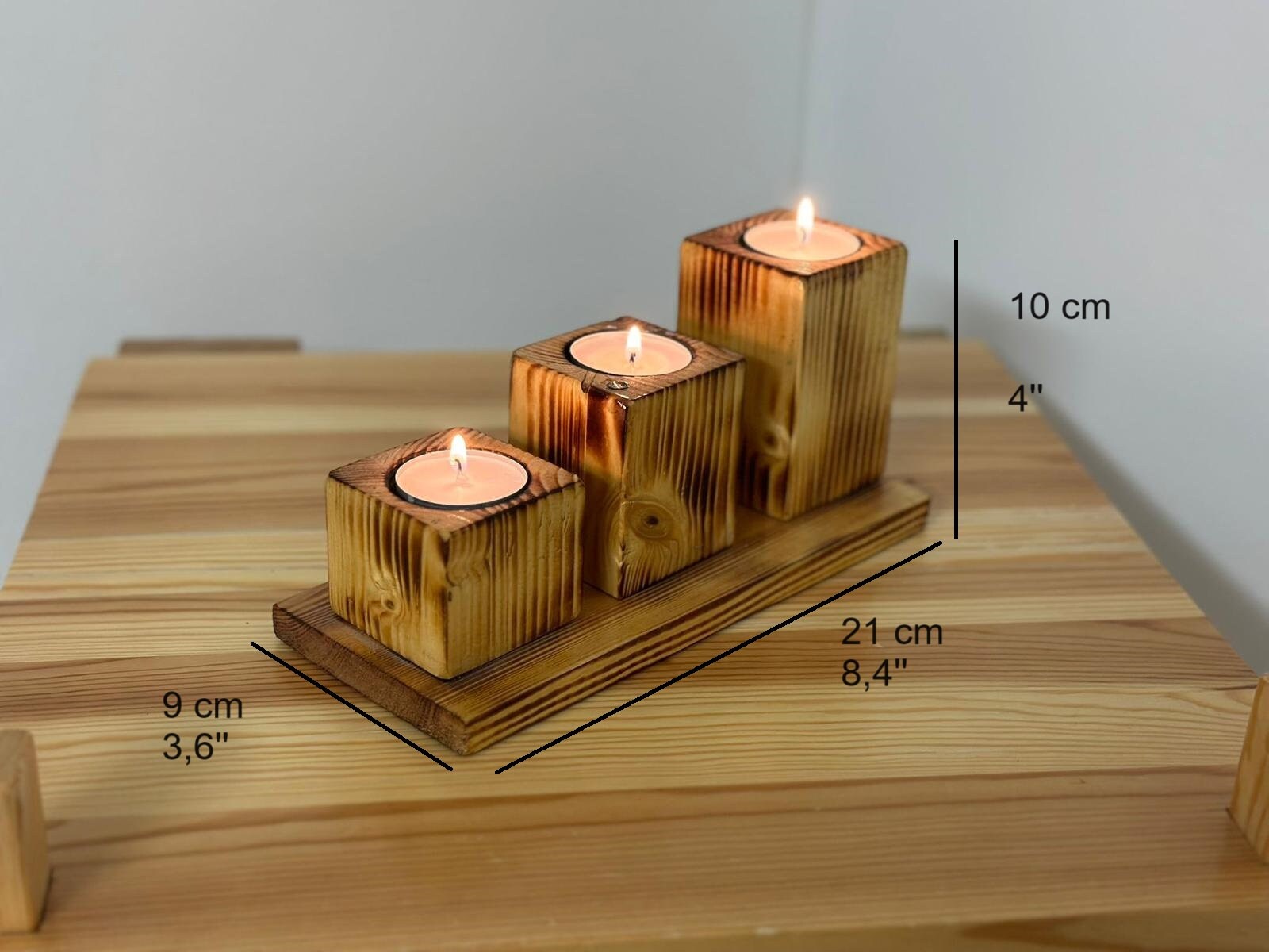 Wood Candle Holders,wooden Tealight Holders,home Decor,square Candle ...