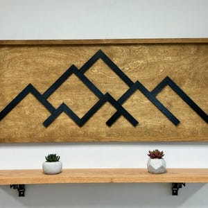 Geometric Mountains,rustic Mountain Art,3d Mountain Wood Art,wooden ...
