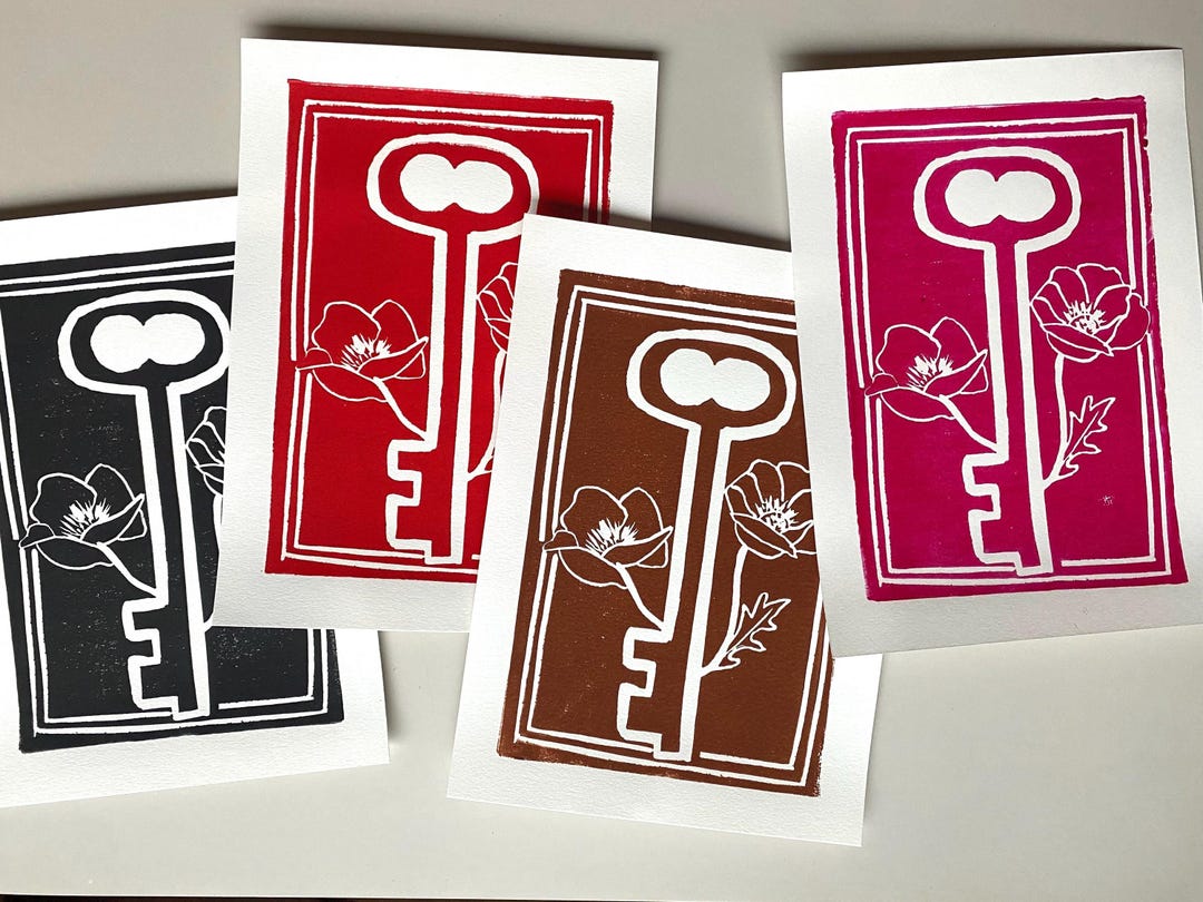 Palestine Key | 5x7 in | Original Linocut Print | Hand Carved & Printed ...