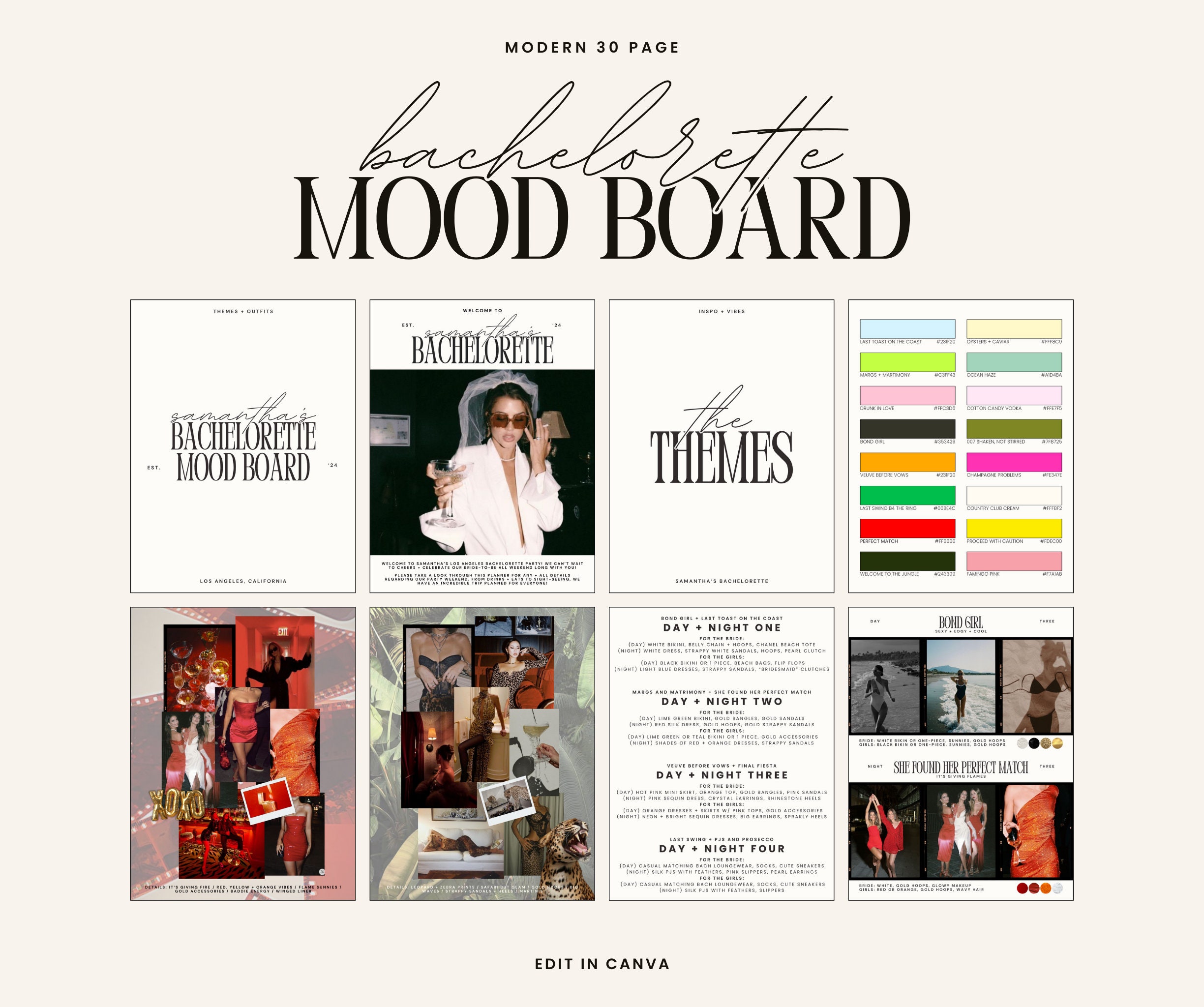 Bachelorette Mood Board, Bachelorette Planner, Luxe Bachelorette Party ...