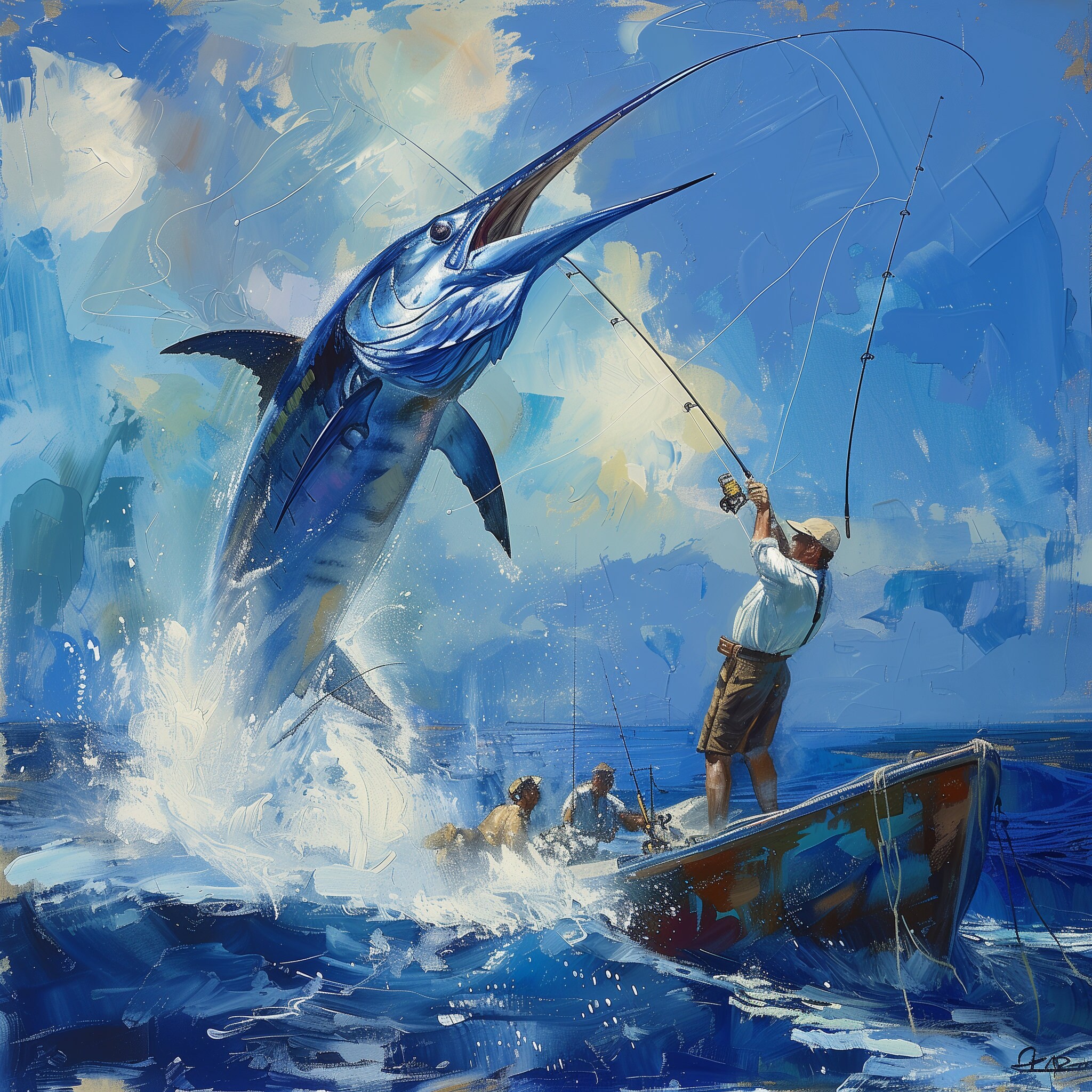 Electric Majesty: Blue Marlin Digital Art Deep Sea Hunter Ocean Warrior ...