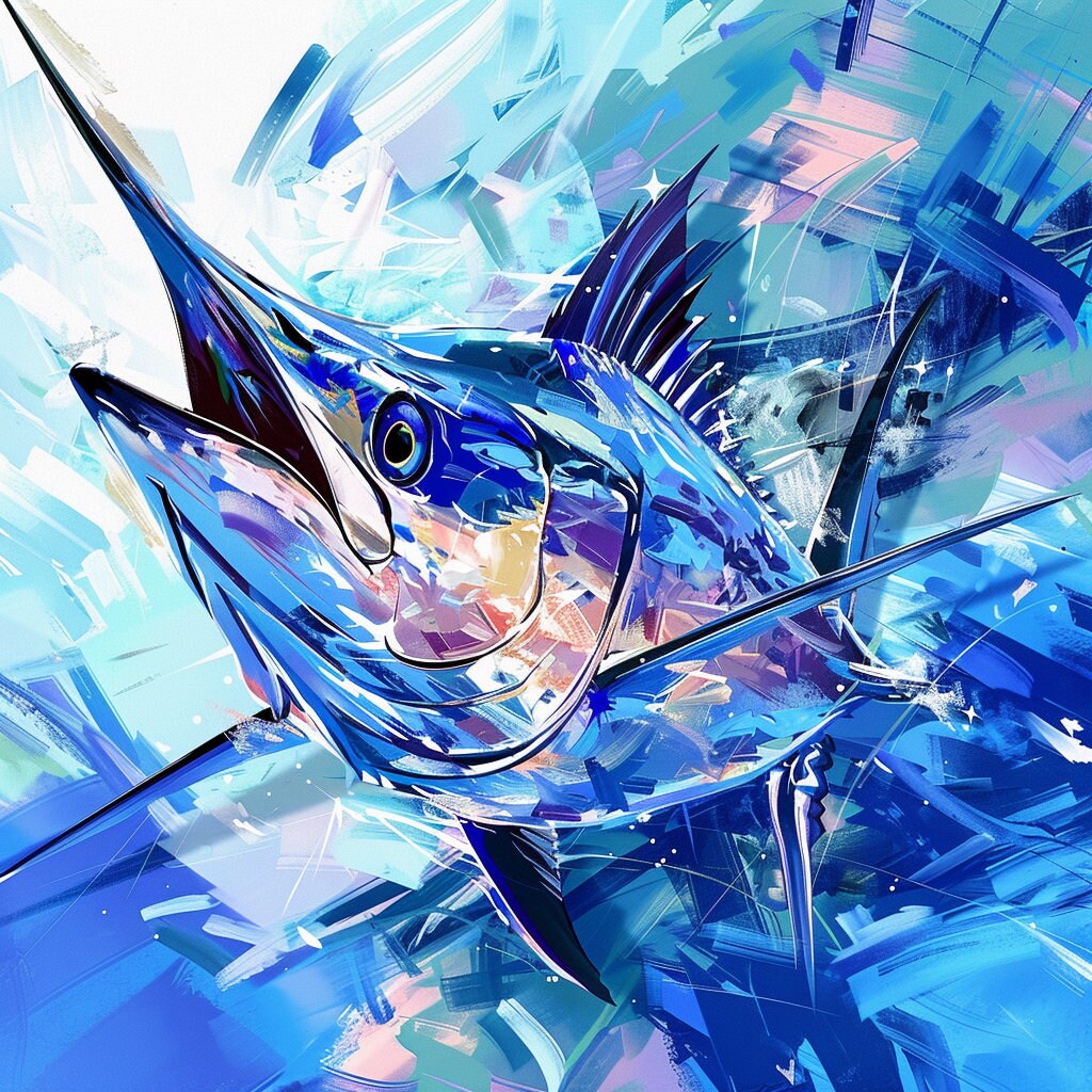 Electric Majesty Blue Marlin Digital Art Deep Sea Hunter A Blue Marlin ...
