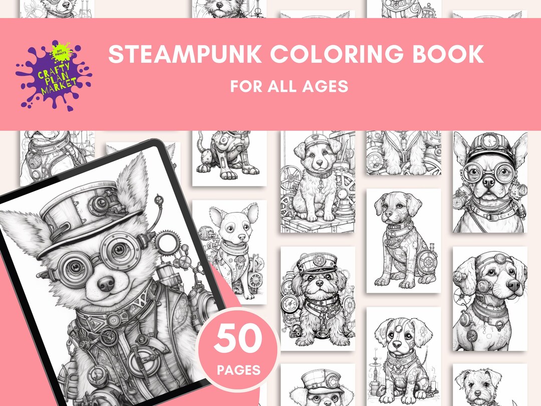 Steampunk Coloring Book Dog Coloring Book for Adult Coloring Book Dog ...