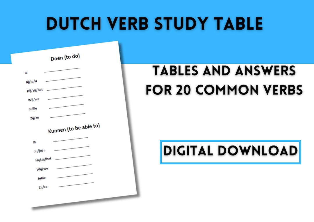 Printable Dutch Verb Practice PDF Present Tense Answers Practice ...
