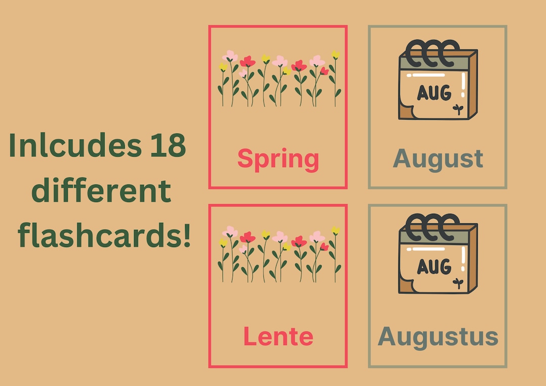 Months Seasons Flashcards Dutch English Nederlands Engels Flashcards ...