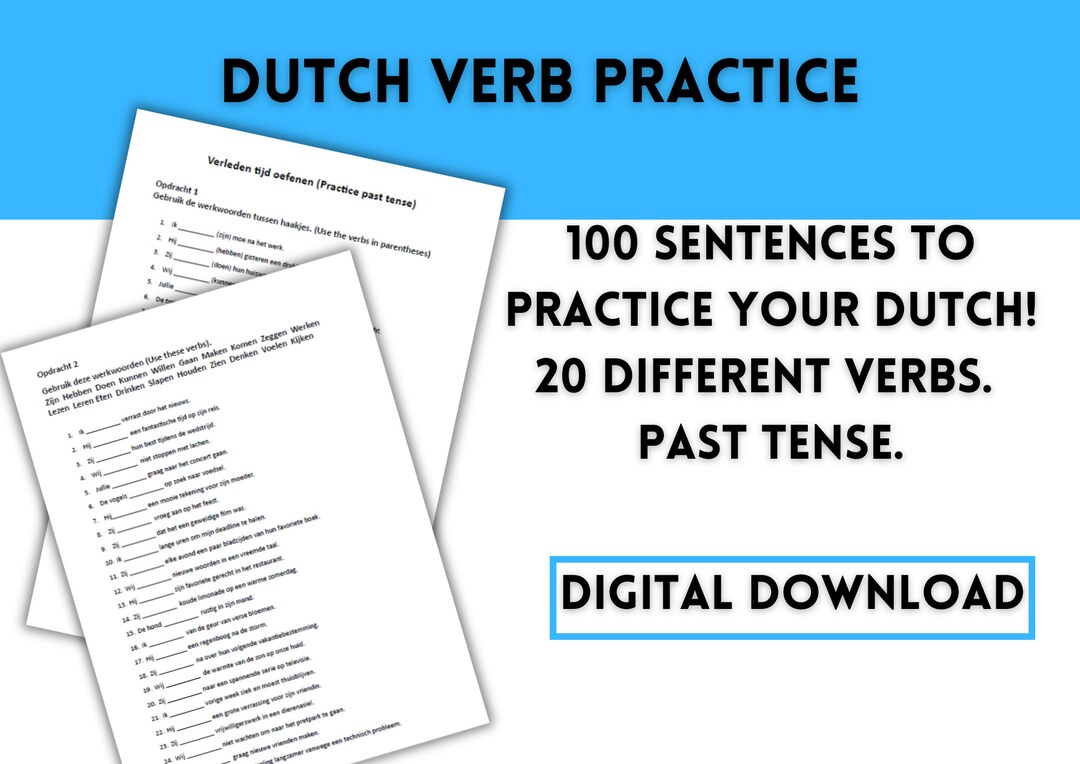 Printable Dutch Verb Practice PDF Past Tense Answers Practice Language ...
