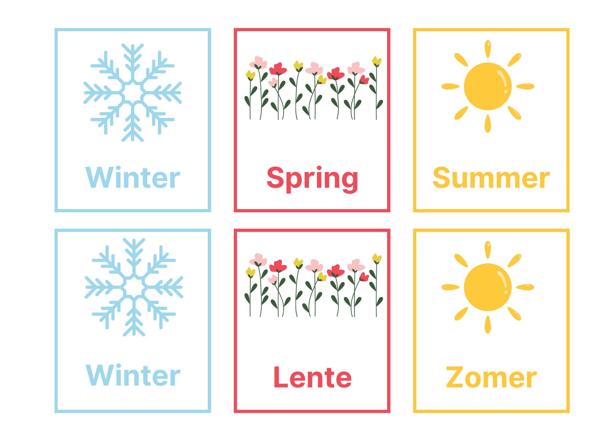 Months Seasons Flashcards Dutch English Nederlands Engels Flashcards ...