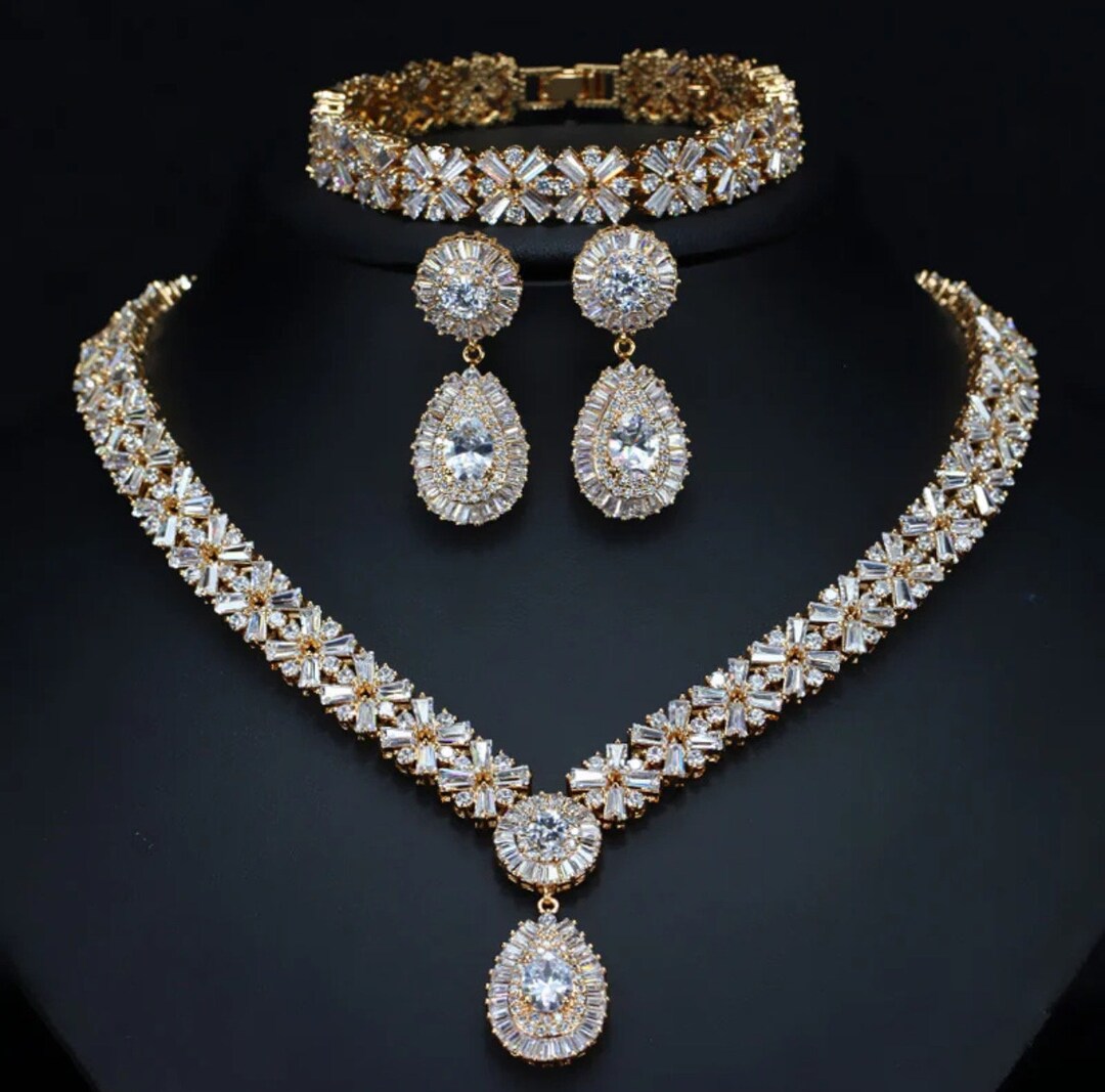 Bridal Jewelry Set With Bracelets Sets of 4 Wedding Jewelry for Bride ...
